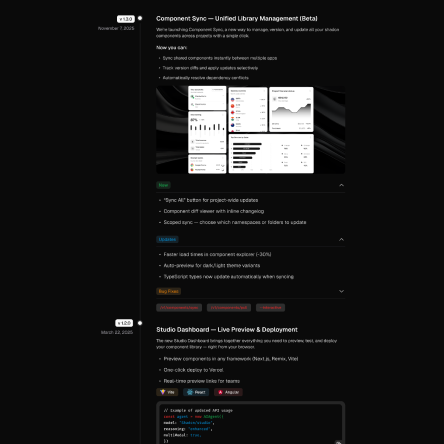 Track - Shadcn UI Changelog Template - Free - Shadcn Studio